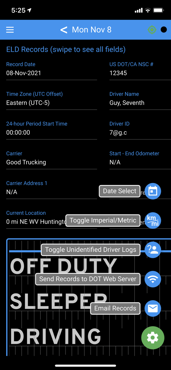 Send logs from the Blue Ink Tech app