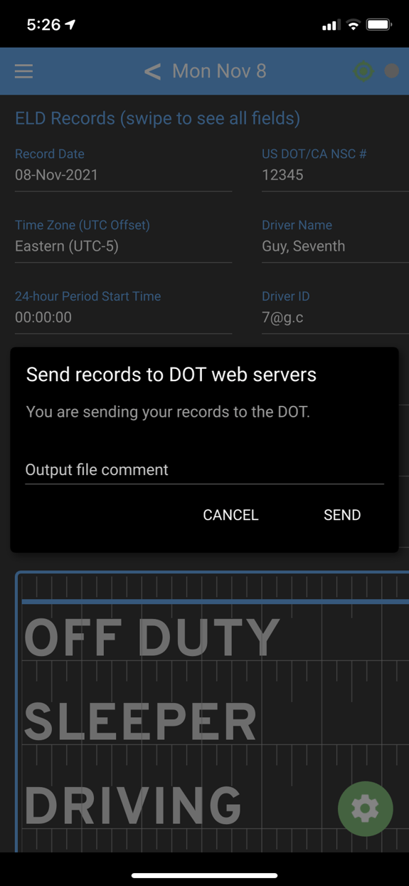 Send logs from the Blue Ink Tech app