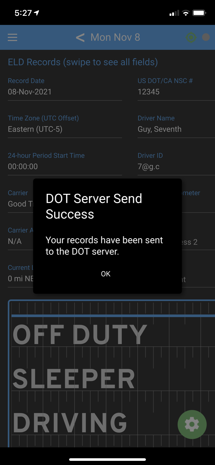 Send logs from the Blue Ink Tech app