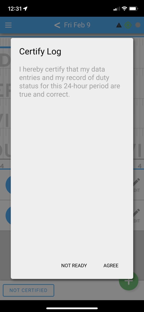 How do I certify my logs in the app?