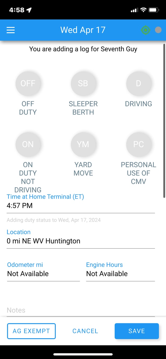 How do I use the Agricultural Exemption §395.1(k) with the BIT ELD?