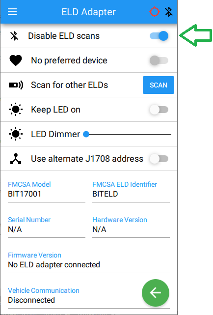 Bluetooth Scanning Disabled