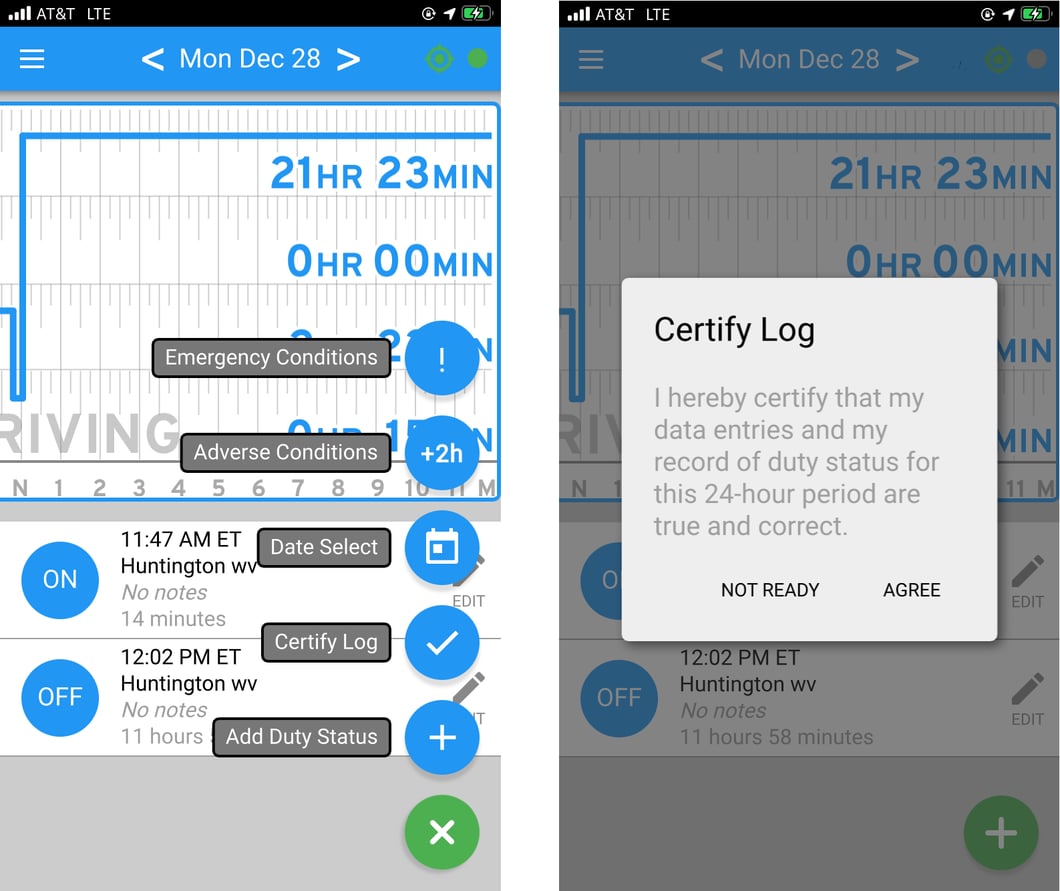 How do I certify my logs in the app?