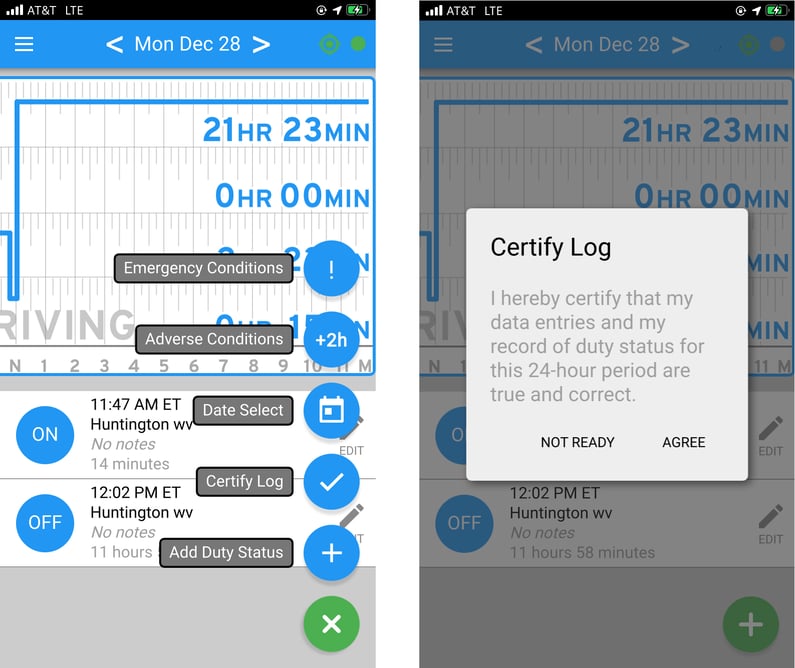 How do I certify my logs in the app?
