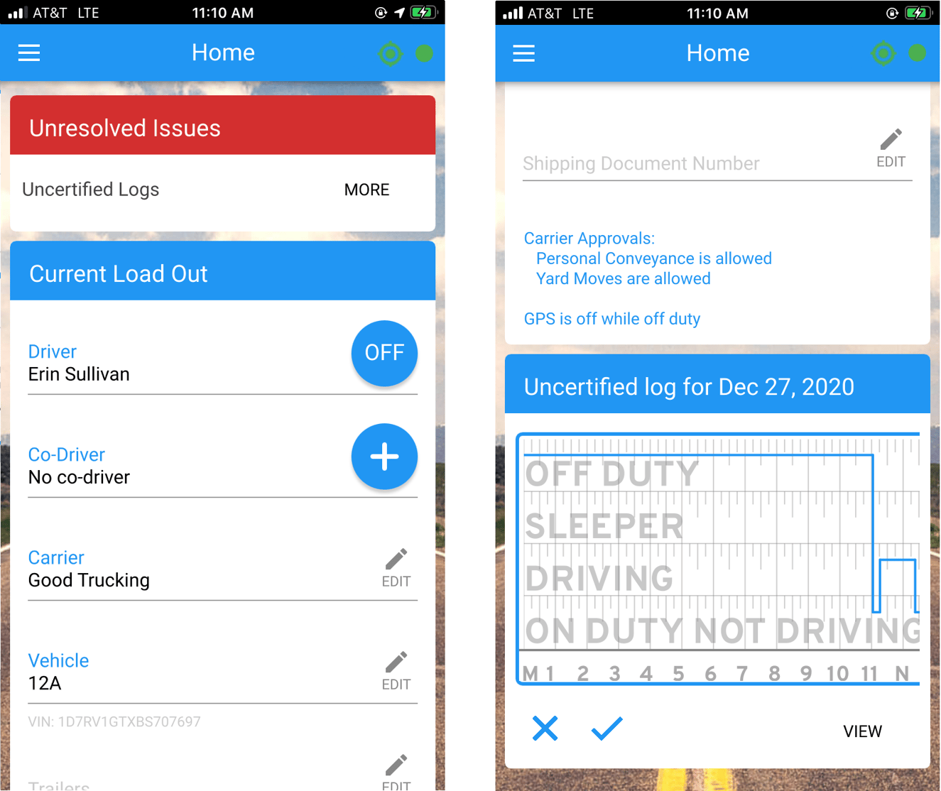 How do I certify my logs in the app?